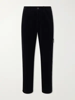 Stone Island Straight-leg Garment-dyed Cotton-corduroy Trousers - Black