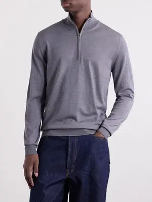 SLOWEAR Zanone Flexwool Half-zip Sweater - Gray