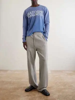 SATOSHI NAKAMOTO Logo-printed Studded Cotton-fleece T-shirt