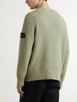 Stone Island Logo-appliquéd Ribbed Cotton Sweater