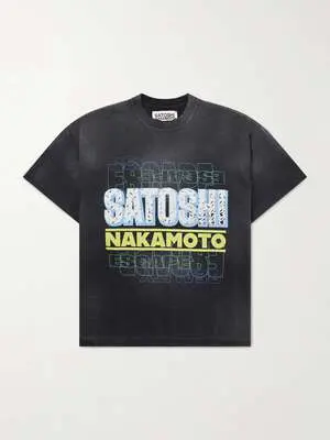 SATOSHI NAKAMOTO Escape Reality Logo-printed Cotton-jersey T-shirt