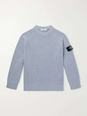 Stone Island Logo-appliquéd Ribbed Cotton-blend Sweater