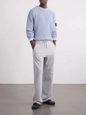 Stone Island Logo-appliquéd Ribbed Cotton-blend Sweater