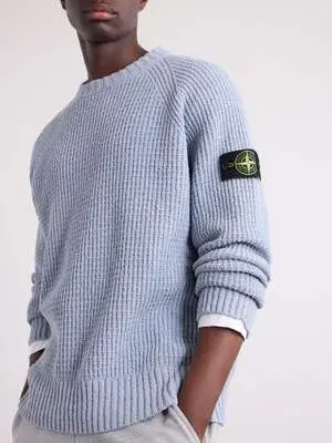 Stone Island Logo-appliquéd Ribbed Cotton-blend Sweater