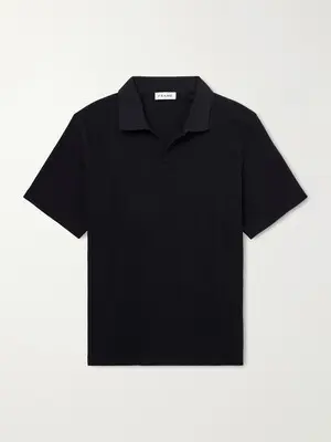 FRAME Cotton-piqué Polo Shirt - Black