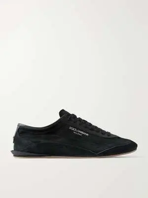 Dolce & Gabbana Leather-trimmed Suede Sneakers - Black