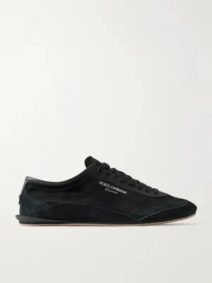 Dolce & Gabbana Suede And Leather Trimmed Low Top Sneakers