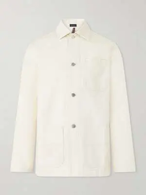 DRAKE'S Denim Overshirt - Ecru