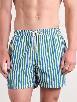 DRAKE'S Straight-leg Mid-length Striped Swim Shorts