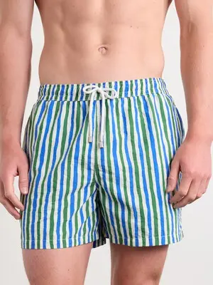 DRAKE'S Straight-leg Mid-length Striped Swim Shorts