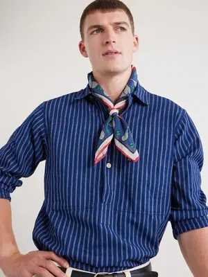 DRAKE'S Printed Cotton And Silk-blend Scarf