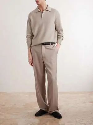 LARDINI Knitted Wool And Cashmere-blend Polo Shirt