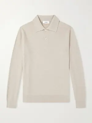 LARDINI Knitted Wool And Cashmere-blend Polo Shirt
