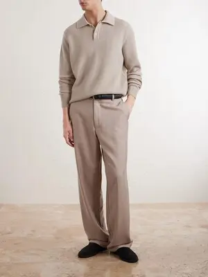 LARDINI Knitted Wool And Cashmere-blend Polo Shirt