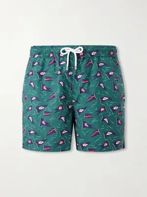 DRAKE'S Straight-leg Printed Swim Shorts - Green