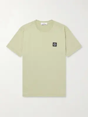 Stone Island Logo-appliquéd Garment-dyed Cotton-jersey T-shirt - Green