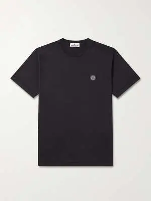 Stone Island Logo-appliquéd Cotton-jersey T-shirt - Black