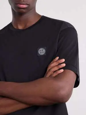 Stone Island Logo-appliquéd Cotton-jersey T-shirt - Black