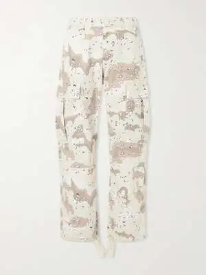 CHERRY LOS ANGELES Wide-leg Camouflage Cotton Trousers - Beige