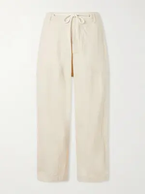 CHERRY LOS ANGELES Wide-leg Cotton Twill Trousers - Neutrals