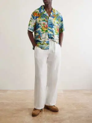 CHERRY LOS ANGELES Camp-collar Logo-printed Poplin Shirt