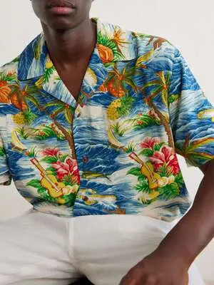 CHERRY LOS ANGELES Camp-collar Logo-printed Poplin Shirt