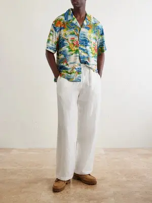 CHERRY LOS ANGELES Camp-collar Logo-printed Poplin Shirt