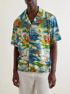 CHERRY LOS ANGELES Camp-collar Logo-printed Poplin Shirt