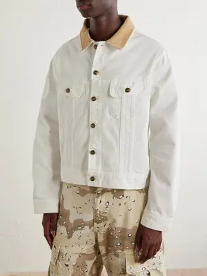 CHERRY LOS ANGELES Corduroy Collar Denim Trucker Jacket