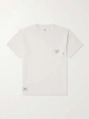 WTAPS® Logo-appliquéd Printed Cotton-jersey T-shirt - White