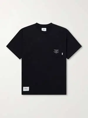 WTAPS® Logo-appliquéd Printed Cotton-jersey T-shirt - Black
