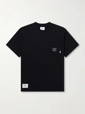 WTAPS Logo-appliquéd Printed Cotton-jersey T-shirt - Black
