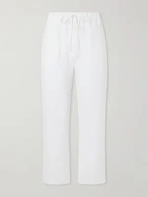 CHERRY LOS ANGELES Straight-leg Linen Trousers - White