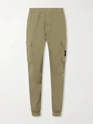 Stone Island Tapered Stretch-cotton Cargo Trousers - Green