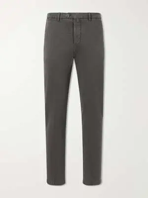 Kiton Straight-leg Lyocell-blend Trousers - Brown