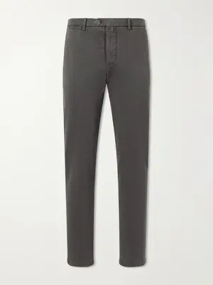 Kiton Straight-leg Lyocell-blend Trousers - Brown