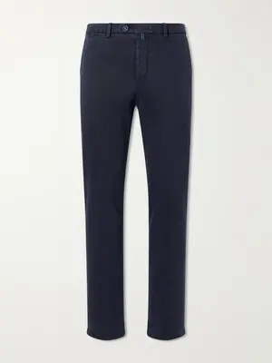 Kiton Straight-leg Lyocell-blend Trousers - Blue