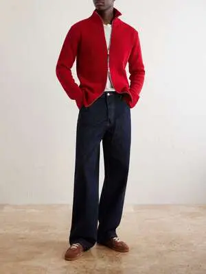 MAISON MARGIELA Ribbed Cotton And Wool-blend Zip-up Cardigan