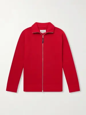 MAISON MARGIELA Ribbed Zip-up Cardigan - Red