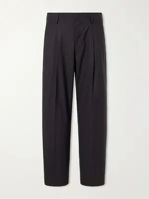 Nn07 Kay 10037 Straight-leg Pleated Woven Trousers - Brown