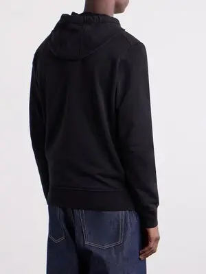 Stone Island Logo-appliquéd Cotton-fleece Hoodie - Black