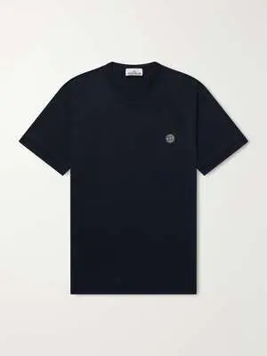 Stone Island Logo-appliquéd Cotton-jersey T-shirt - Blue