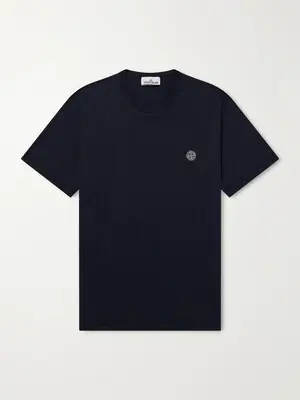 Stone Island Logo-appliquéd Cotton-jersey T-shirt - Blue