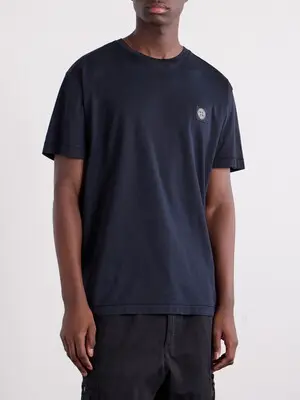 Stone Island Logo-appliquéd Cotton-jersey T-shirt - Blue