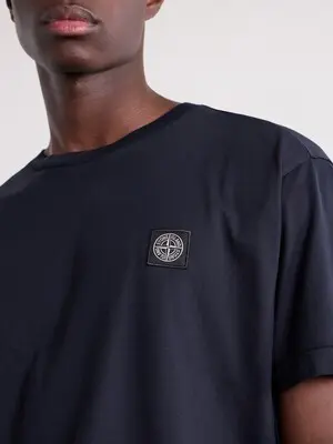 Stone Island Logo-appliquéd Cotton-jersey T-shirt - Blue