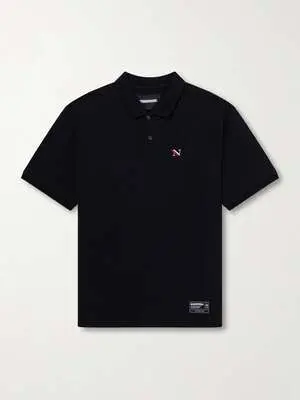 NEIGHBORHOOD Logo-appliquéd Embroidered Cotton-piqué Polo Shirt - Black