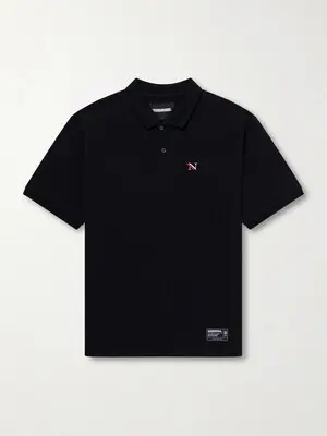NEIGHBORHOOD Logo-appliquéd Embroidered Cotton-piqué Polo Shirt - Black