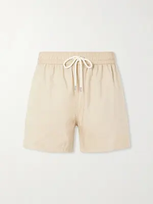 Frescobol Carioca Straight-leg Linen Blend Swim Shorts - Neutrals