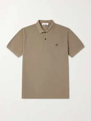 Stone Island Logo-appliquéd Cotton-piqué Polo Shirt - Green