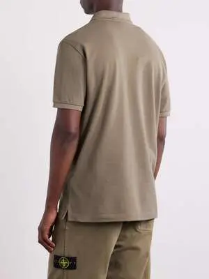 Stone Island Logo-appliquéd Cotton-piqué Polo Shirt - Green